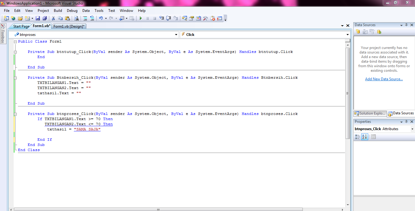 PERKENALAN DAN PERKEMBANGAN VISUAL BASIC 2008: Fungsi If dan Case