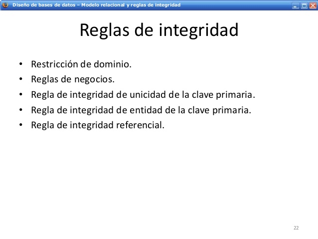 Diseña Base de Datos Simples: F) Integridad.