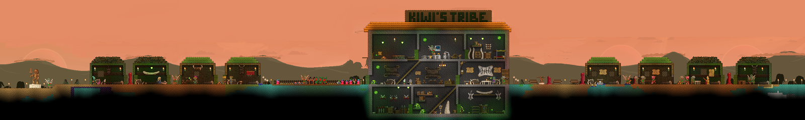 Made a village in starbound with NPCs and such :) Couldn't just end ...