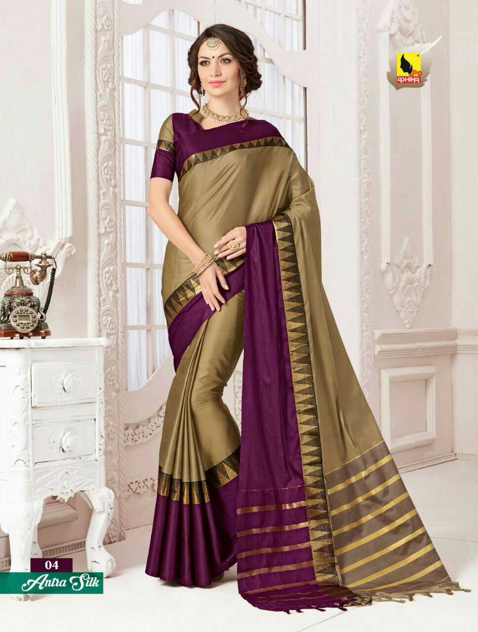 Aura brand pure silk temple border sarees | Buy Online Pure SIlk Sarees