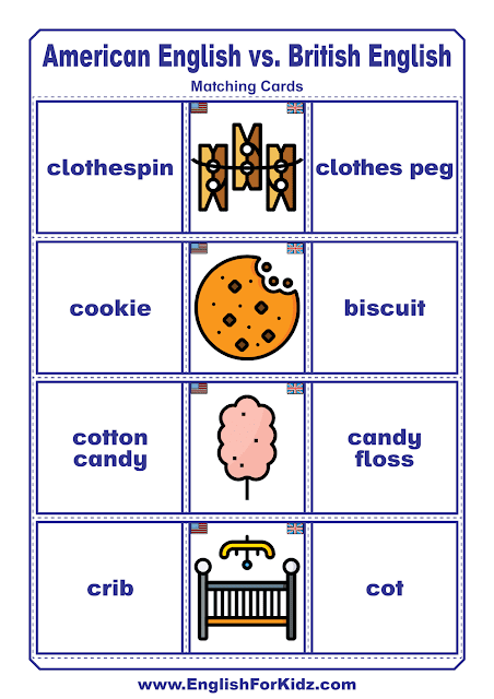 British Vs American English Boardgame Worksheet Free