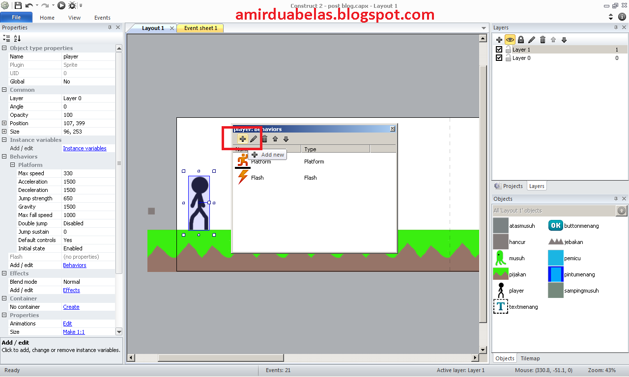 Part 10 Cara Membuat Player Finish Di Construct 2 [Penjelasan Detail ...