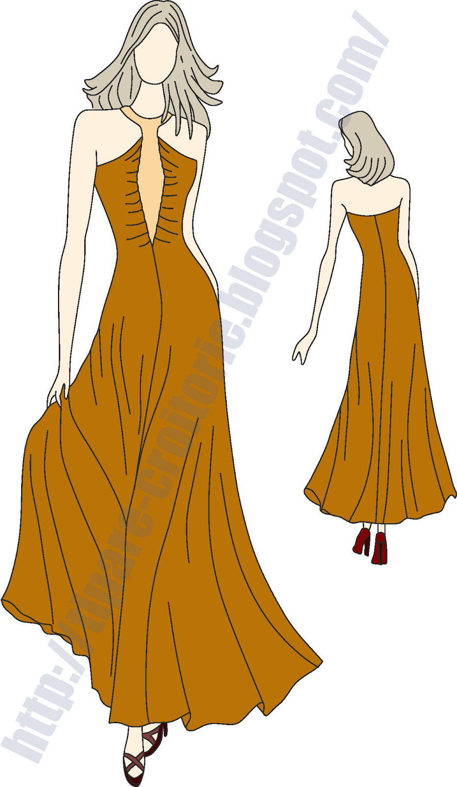 Tipare de croitorie: Tipar rochie cu cravata