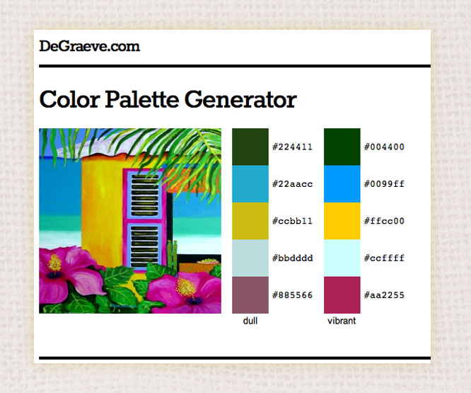 Generate matching color palette from image - jrmine