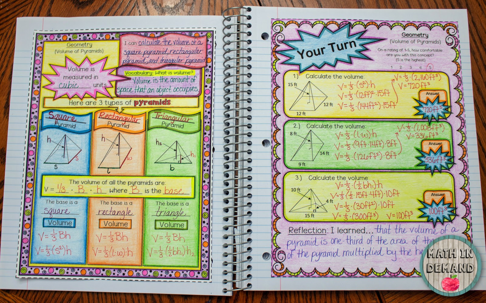 Math in Demand: FREEBIE!!! Volume of Pyramids Math Interactive Notebook ...