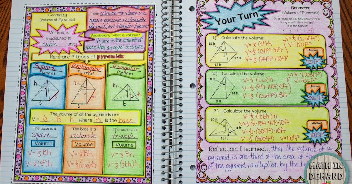 Math in Demand: FREEBIE!!! Volume of Pyramids Math Interactive Notebook ...