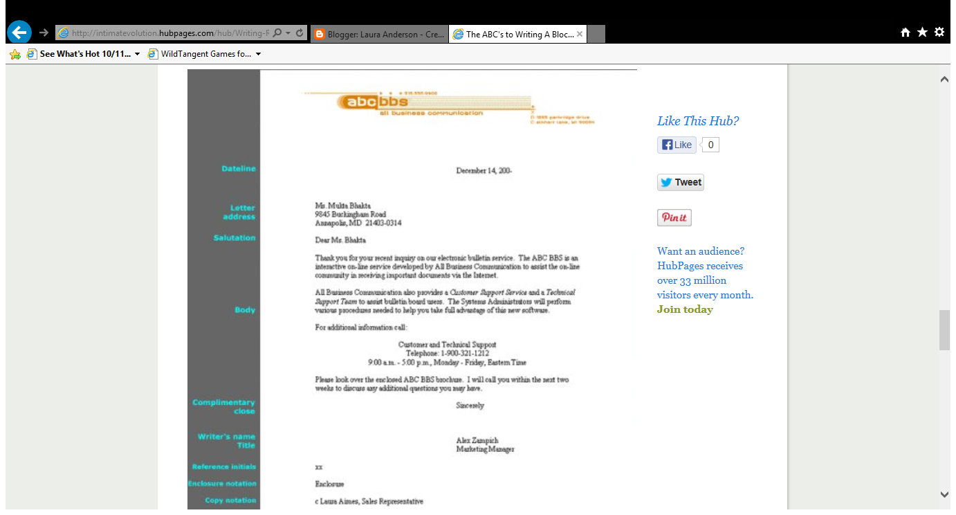 Laura Anderson Format For Business Letter In Modified Block Style Laura Anderson Format For Business Letter In Modified Block Style