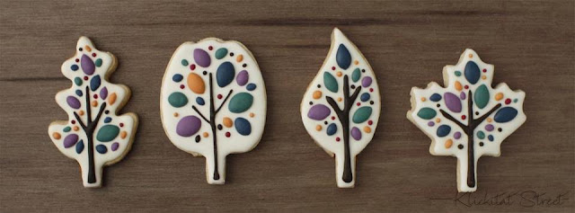 Simple Tree Cookies with a Twist on Fall Color