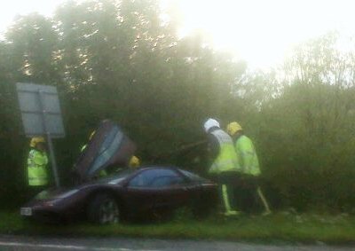 fishfinger: Rowan Atkinson crashes McLaren F1 again
