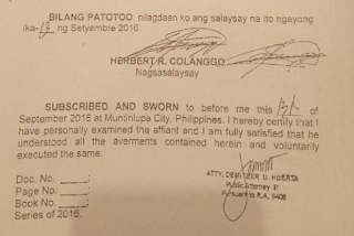 Look: Sworn affidavit of NBP inmate Herbert Colangco