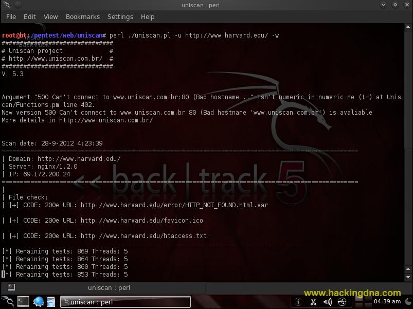 HackingDNA: Uniscan On Backtrack 5