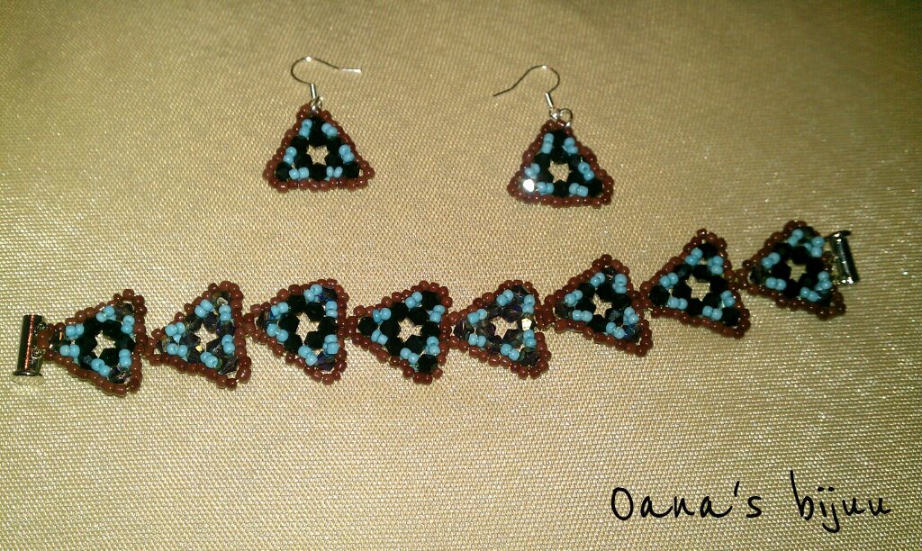 Oana's bijuu: Set bratara si cercei "Triunghi colorat"