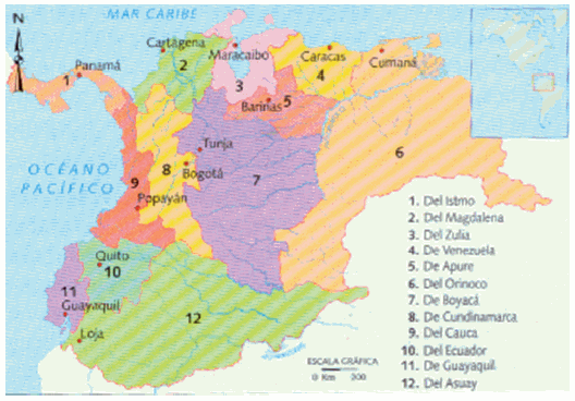 Mapa de la gran colombia imagen - Imagui