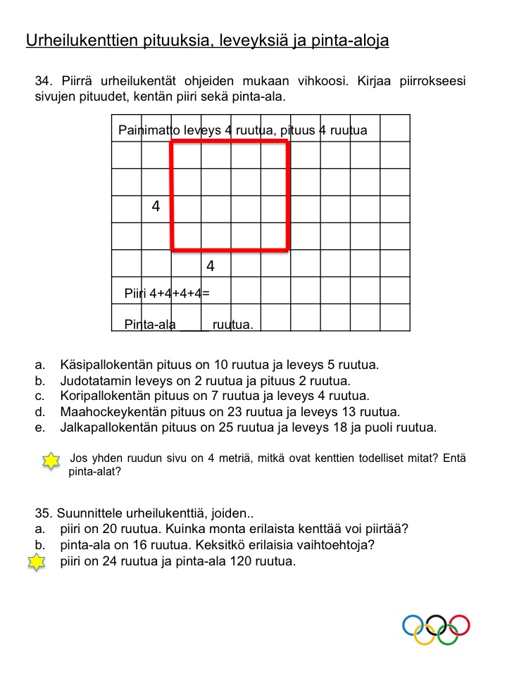 Anniinan OpenIdeat: Kertolaskuja ja pinta-aloja 4.-5. luokassa
