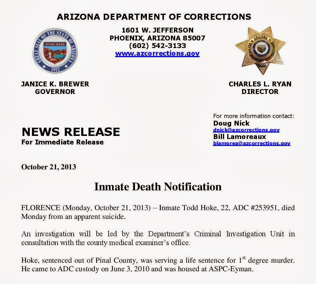 Survivors of Prison Violence - Arizona: ASPC-Eyman Deaths in Custody ...