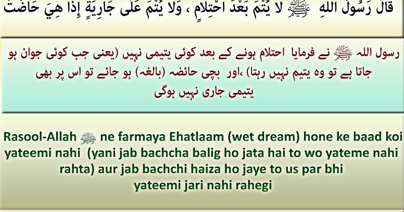 Only-Quran-Hadith: Hadith : Jab bachcha balig ho jata hai to wo Yateem ...