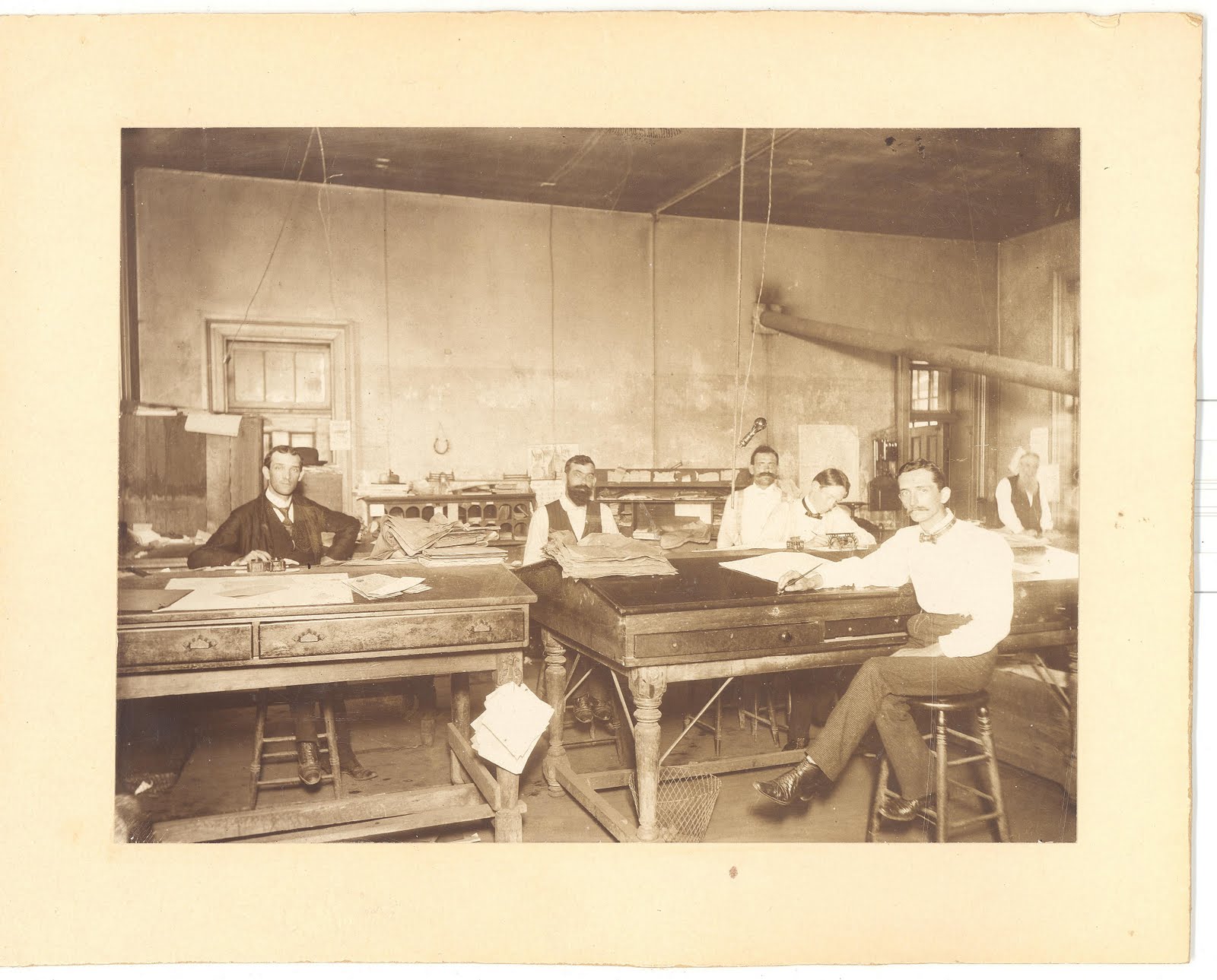 Old photos of architecture: Draftsman's studio with Alonzo Finch