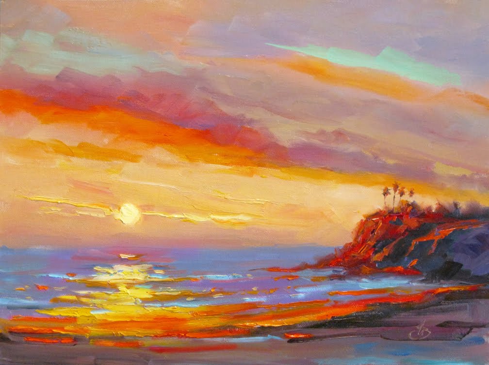 TOM BROWN FINE ART: LARGE COASTAL SUNSET BY TOM BROWN