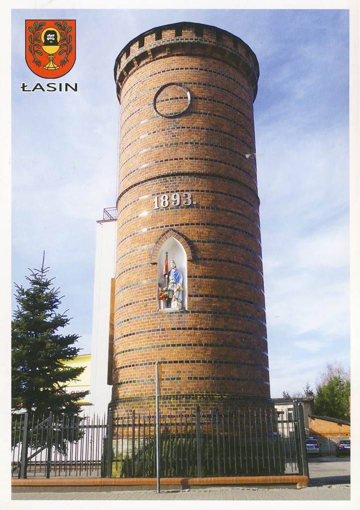 Poland on Postcards: Łasin - wieża ciśnień / Łasin - water tower