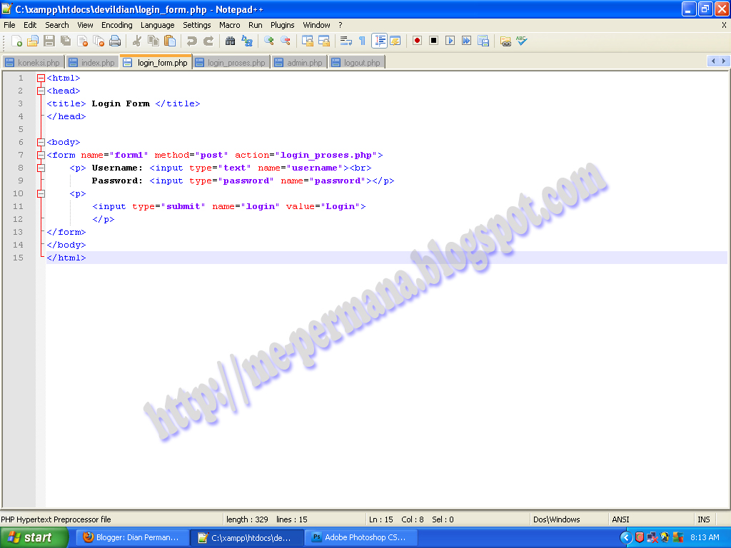 Tutorial lengkap membuat form Login dan Logout dengan PHP dan Mysql | Dian Permana's Blog