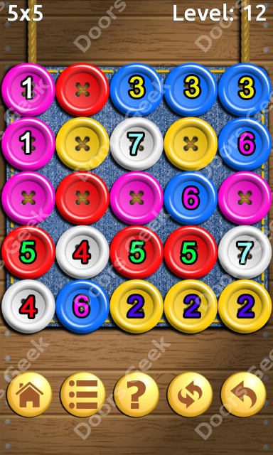 Buttons and Scissors 5x5 Level 12 ~ Doors Geek