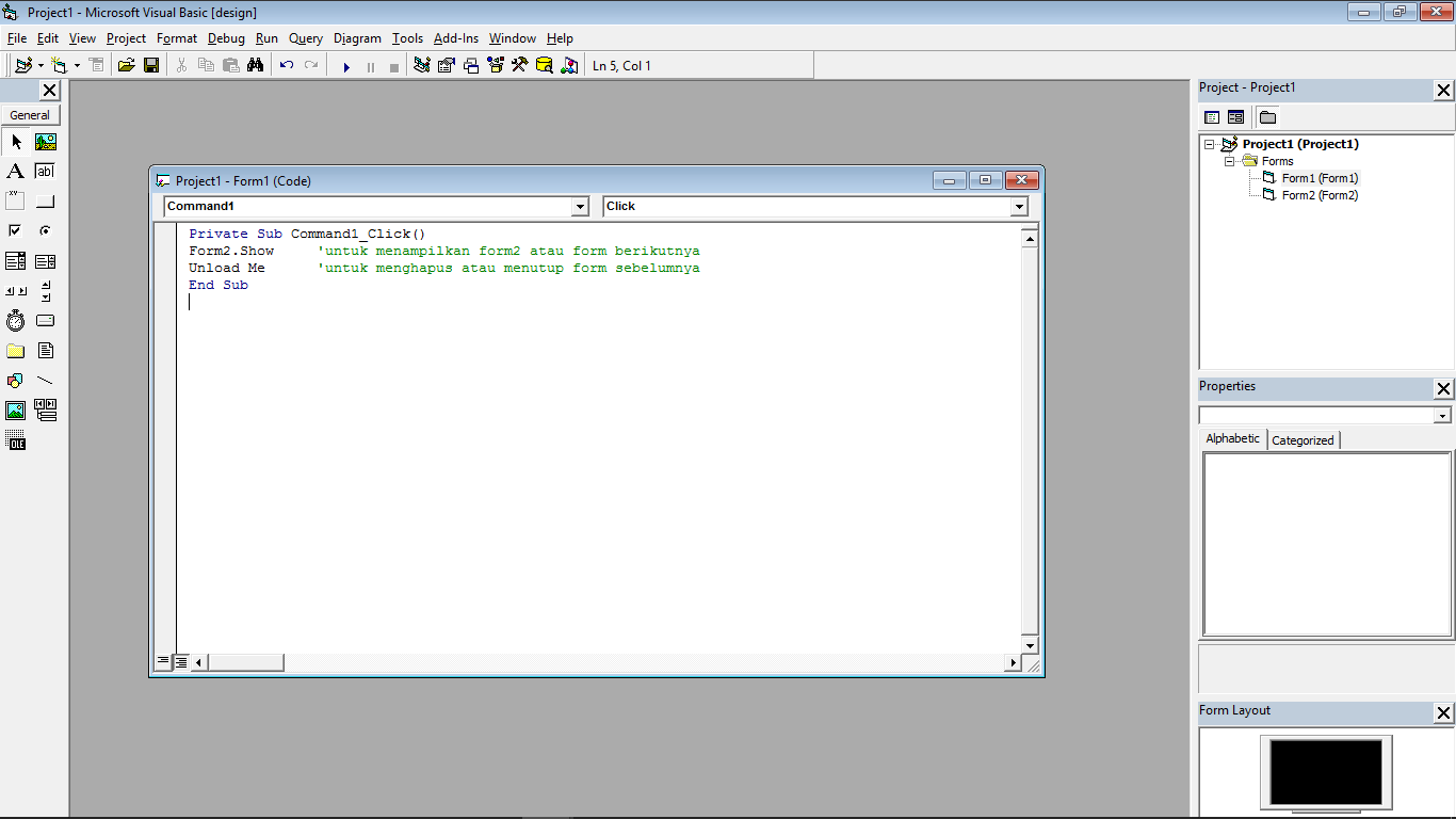 Cara Menghubungkan Form dengan Visual Basic 6.0 ~ Belajar Bareng