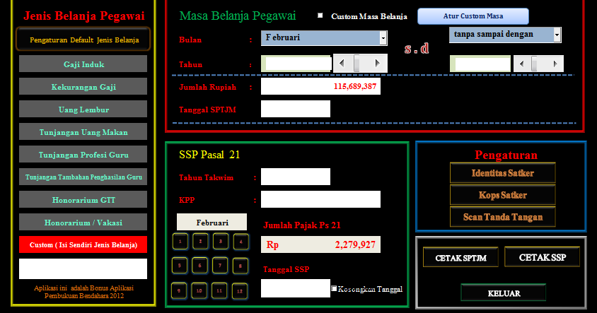 Aplikasi Pembukuan Bendahara Sekolah Format Microsoft Excel