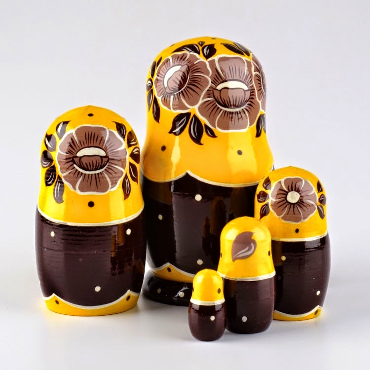 The Russian Store: A Unique Nesting Doll - Groovy Yellow & Brown