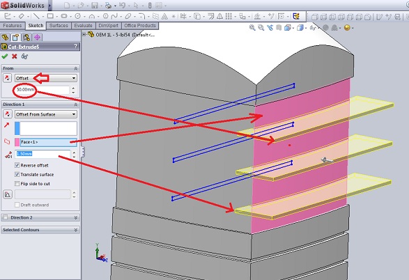 Making The Cut Extrude Use Offset Solidworks Autocad Unigraphics Design