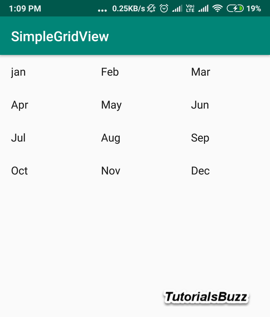 Tutorialsbuzz Android Gridview Example