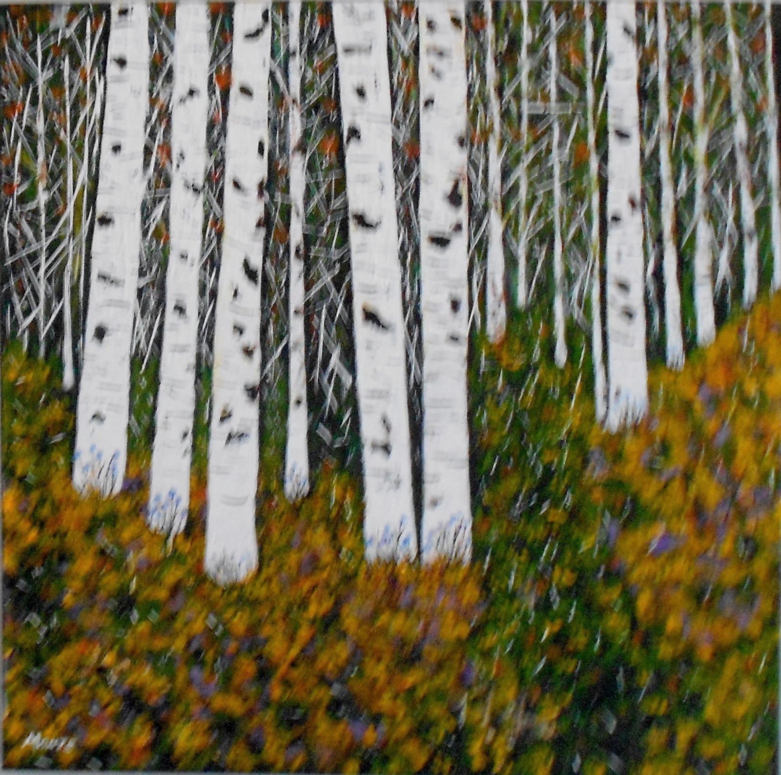 Brushworks by Monte: Birch Trees ( Palette Knife Painting) Acrylic on ...