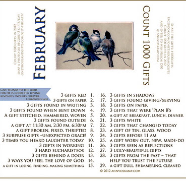 Daily Graces from God: FEBRUARY JOY DARE 2013