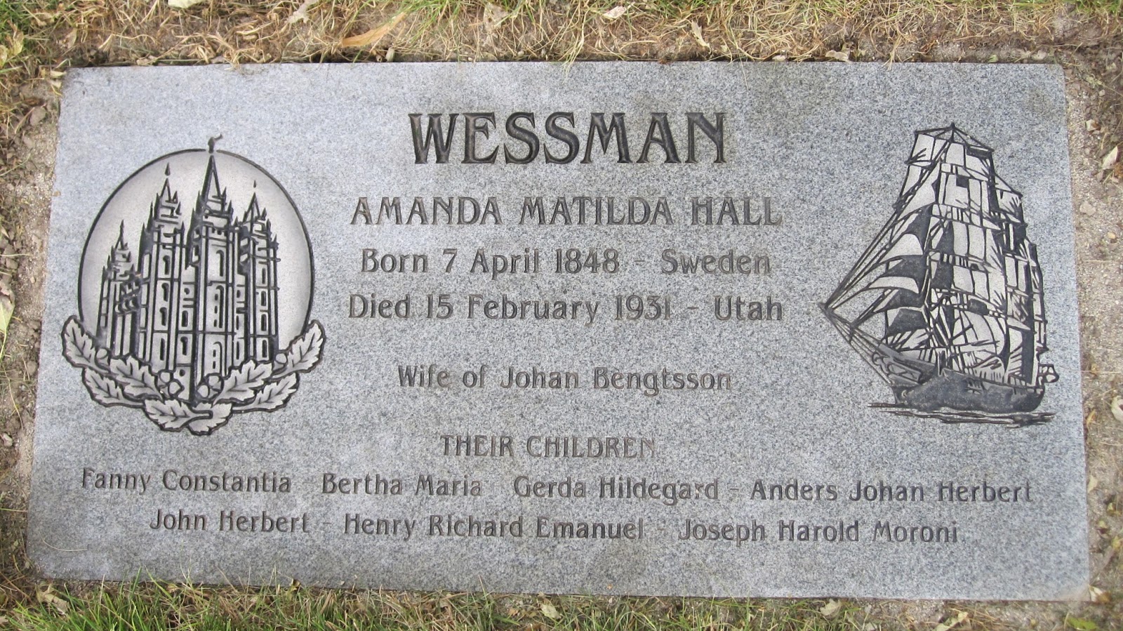 TheAncestorFiles: Amanda Hall Wessman's Headstone