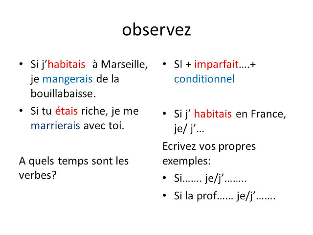Le Français que je dois savoir...: Si + imparfait + conditionnel