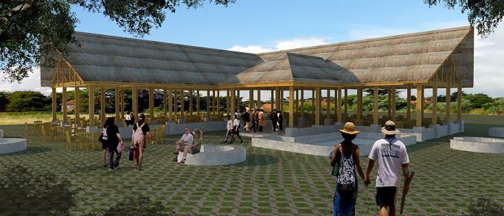 Gambar konsep Modeling 3D Desain Restoran bambu nilai estetika tinggi ...