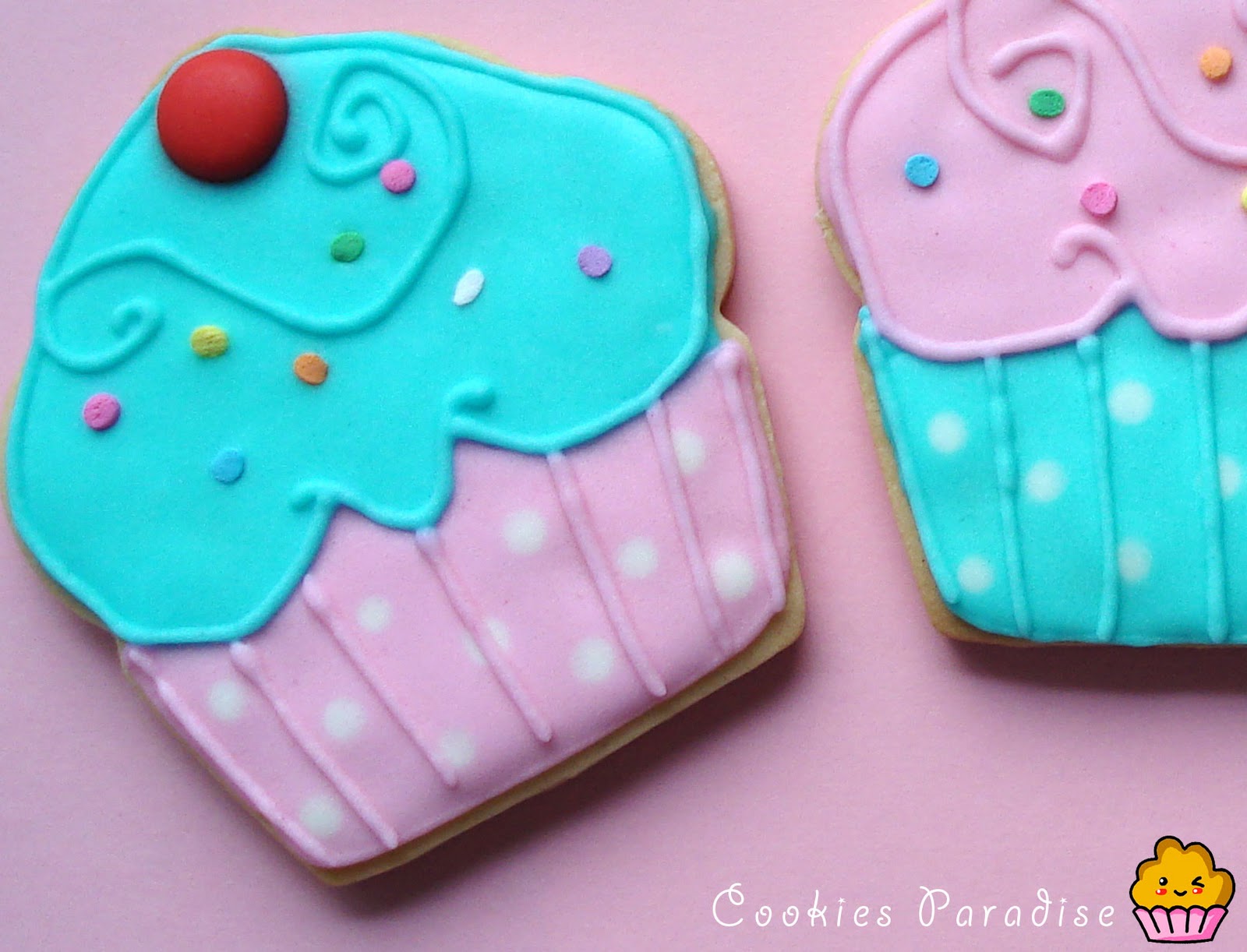 Cookies Paradise: Galletas decoradas en forma de cupcake.