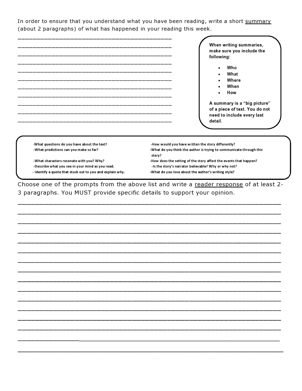ELA Essentials: Interactive Reading Logs and Rubric
