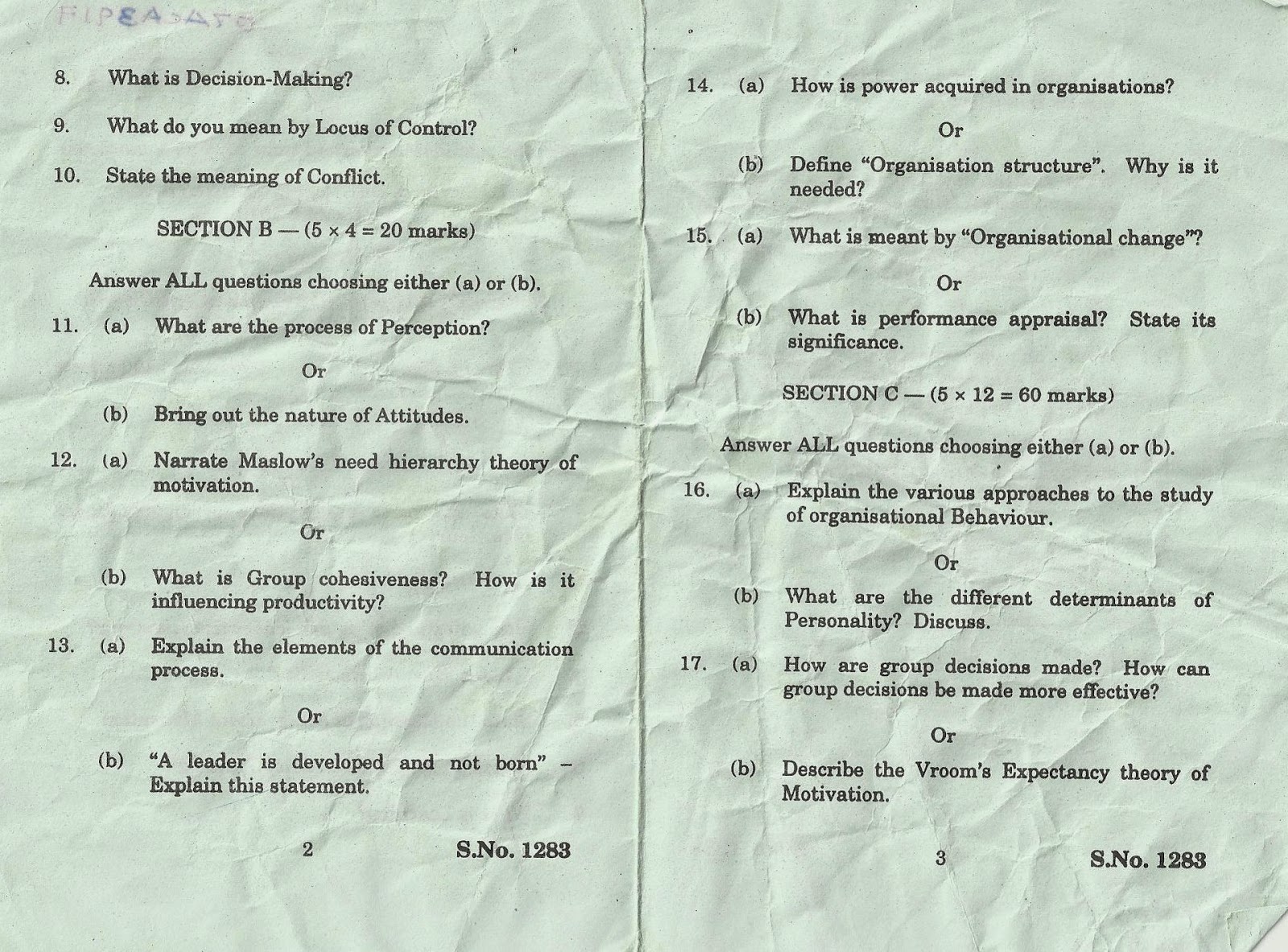 Periyar University B.C.A, B.Sc Degree Examination, April May 2010, 06th ...