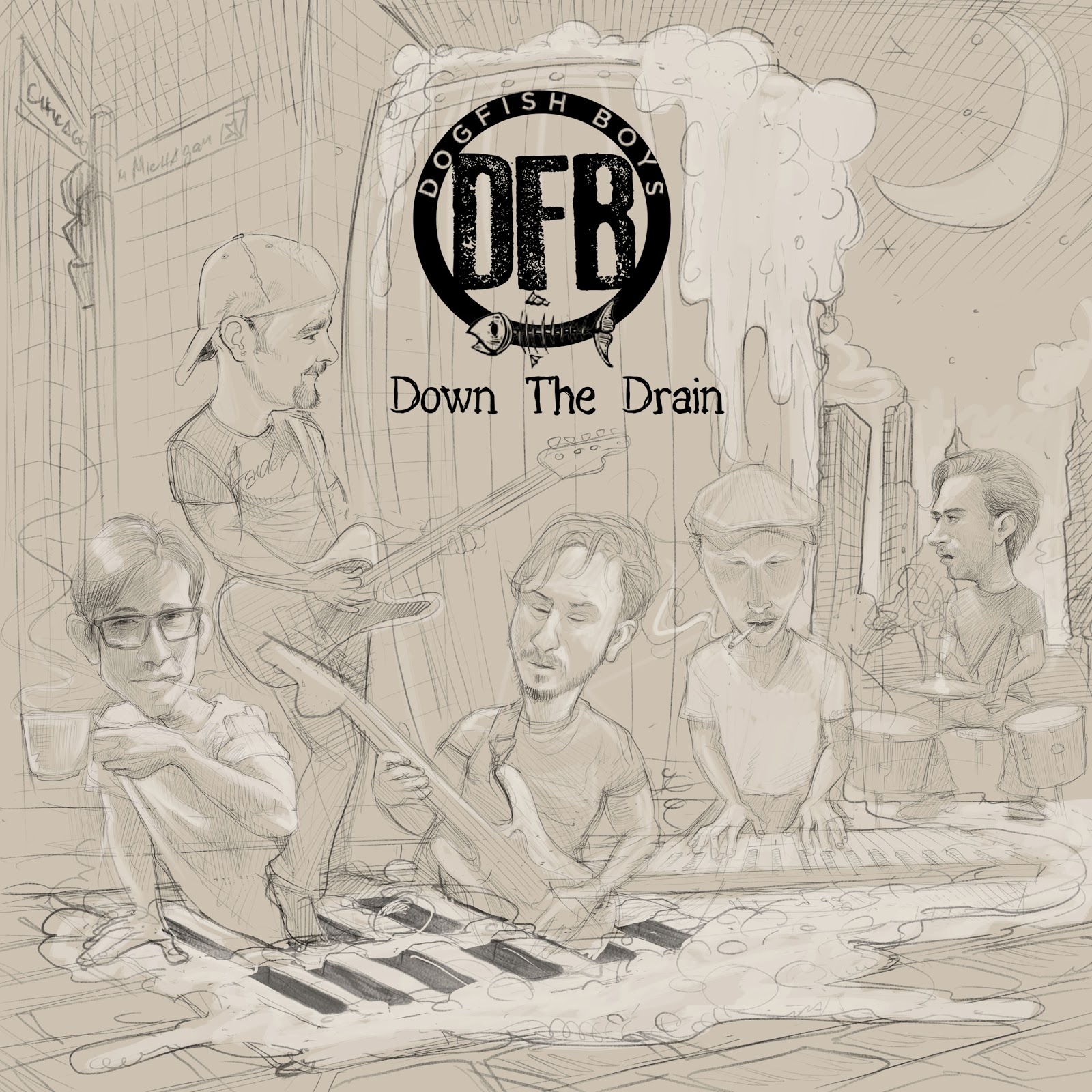 Lars Blog: Final art for music cover and sketches for Dogfish Boys band