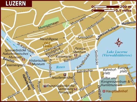 Mappa di Lucerna della città | Svizzera Mappa Città di Provincia