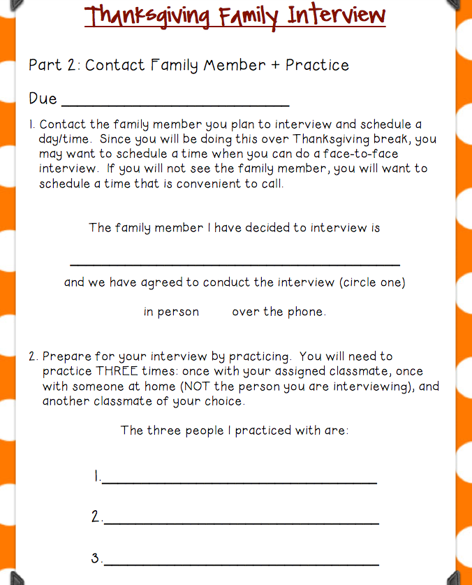 easy peasy education: the thanksgiving interview project