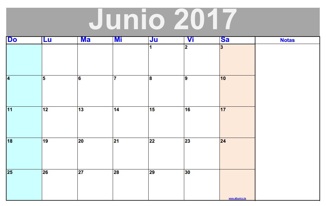 Calendario Mensual Junio 2017 para imprimir gratis | calendars ...