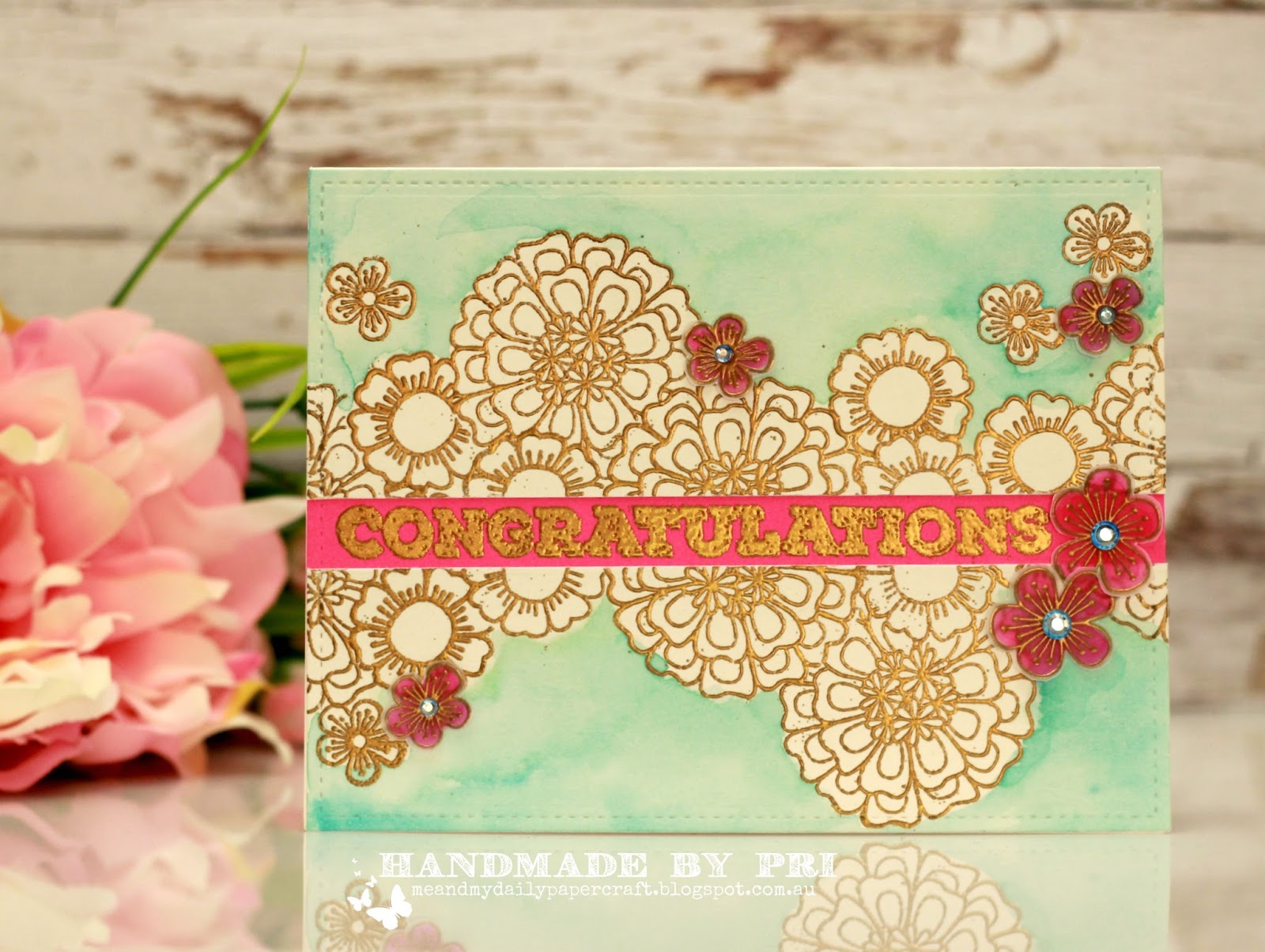 Me And My Daily Papercraft: Gold Embossed Congratulations Card