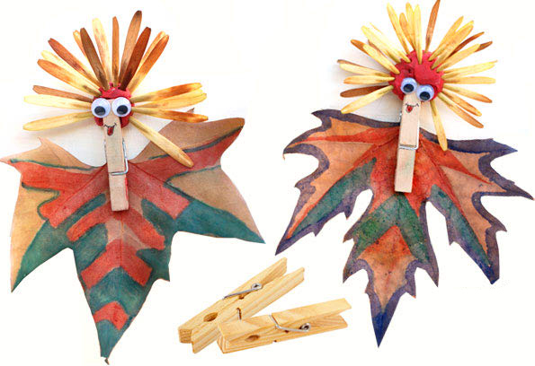 Colourful figures from leaves