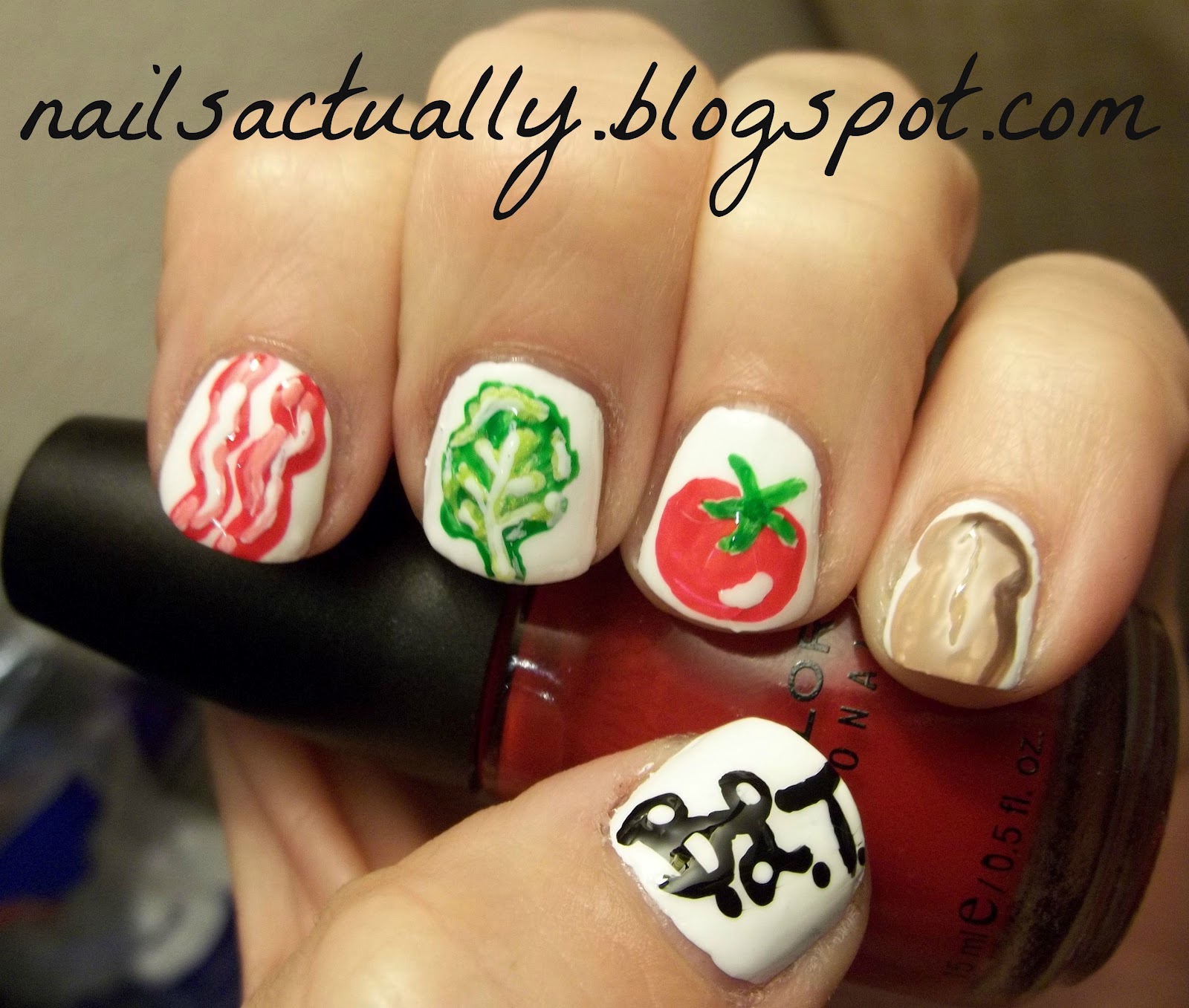 Nails Actually: In a Kooky mood so I did some hilariously cute BLT Nails!