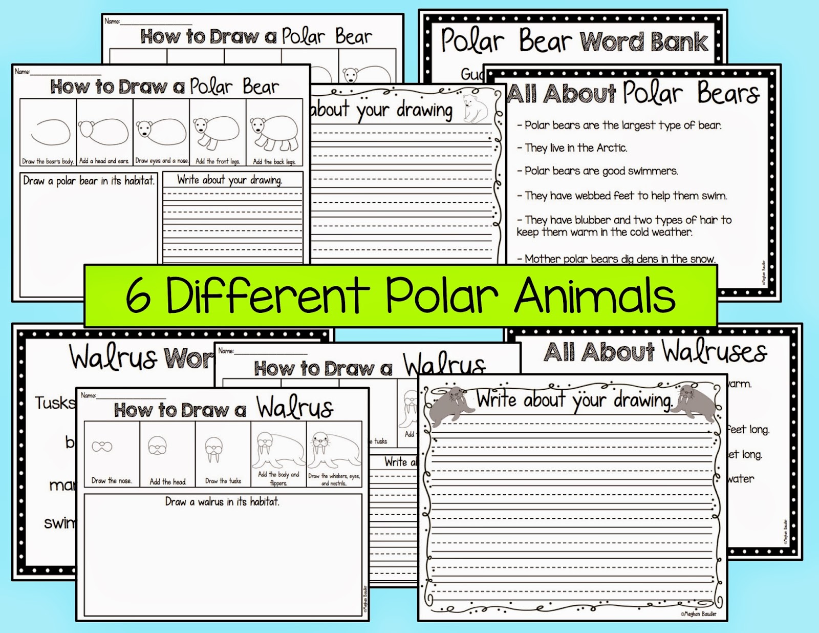 The Creative Colorful Classroom: How to Draw Polar Animals- Writing Center