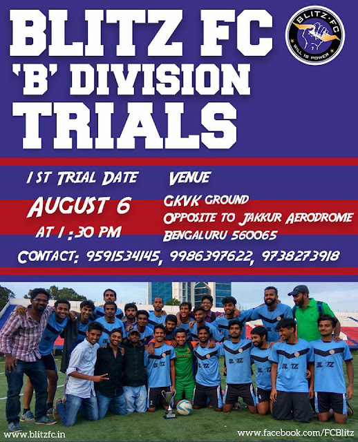 Football in Bangalore: [TRIALS] Blitz FC BDFA B Division