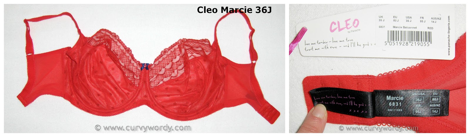 Panache Cleo Marcie Bra in Red 34J and 36J - Curvy Wordy