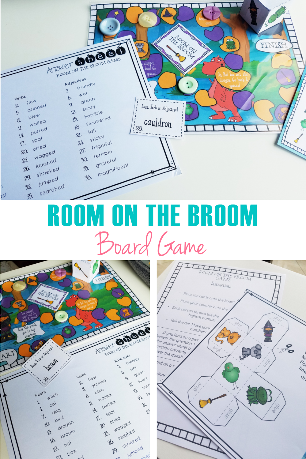 Happy Little Learners: Room on the Broom Board Game