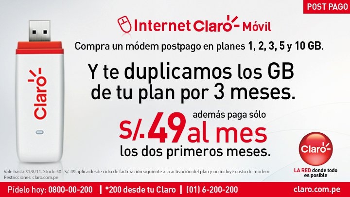 CLARO QUE TIENES MAS: Promoción Internet Claro Móvil
